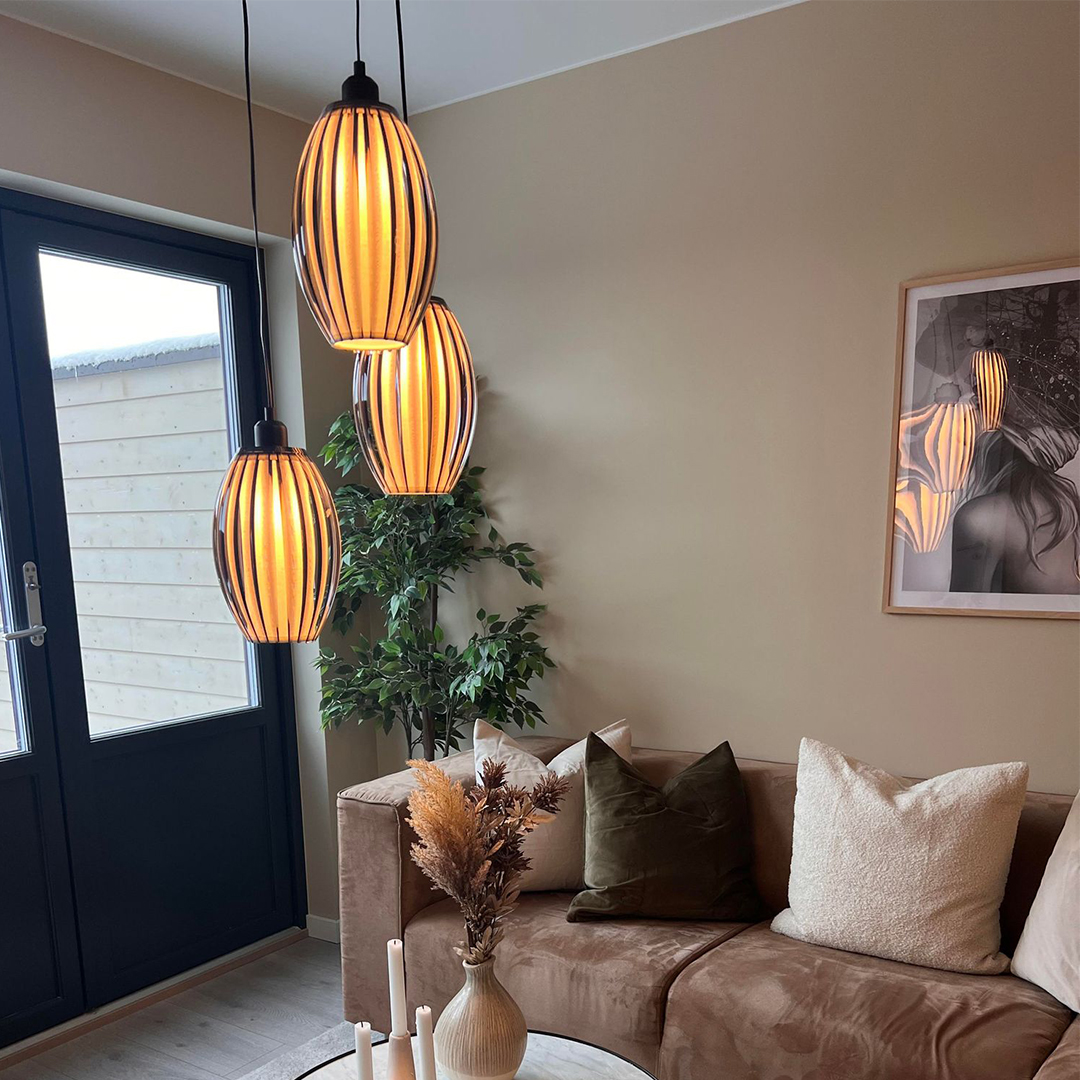 Calamaris II taklampe rondell 3lys 30cm smoke | Takpendler | Lampehuset